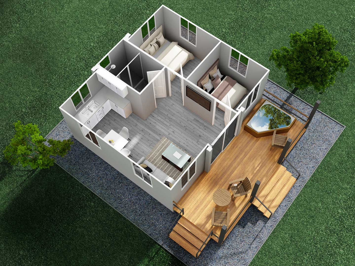 20' Expandable Container Home: 2 Bedroom Full Bath Kitchen Dinette and ...